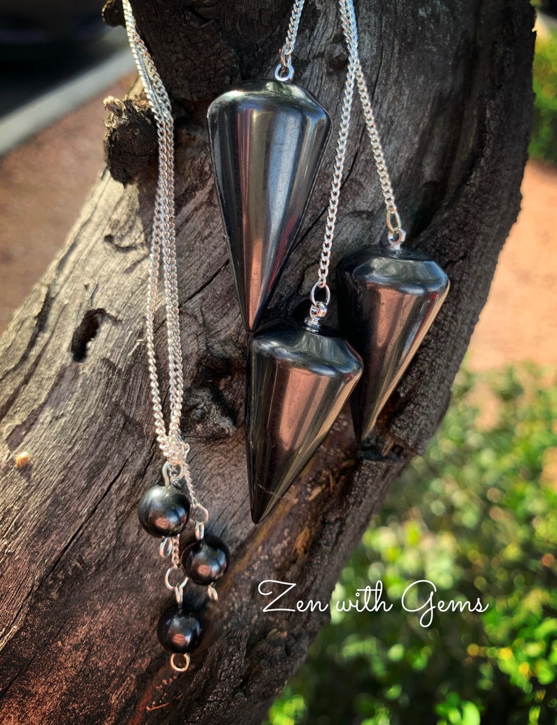 Shungite Pendulum, Dowsing Pendulum, EMF Protection, Amulet, Chakra, Use With Tarot ...