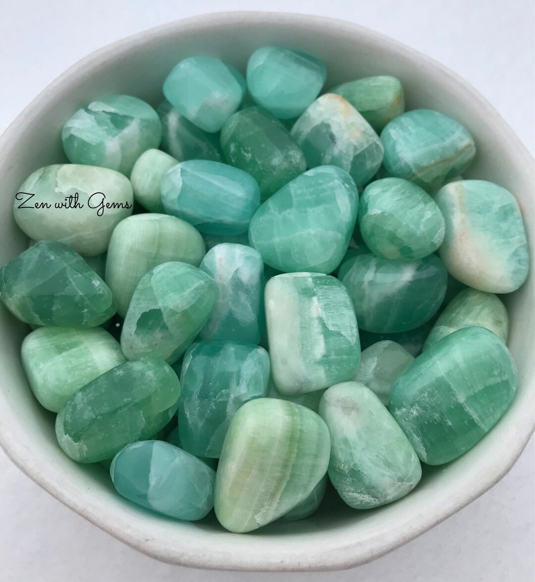 Emerald Calcite From Pakistan, Tumbled Emerald Calcite, Premium Quality ...
