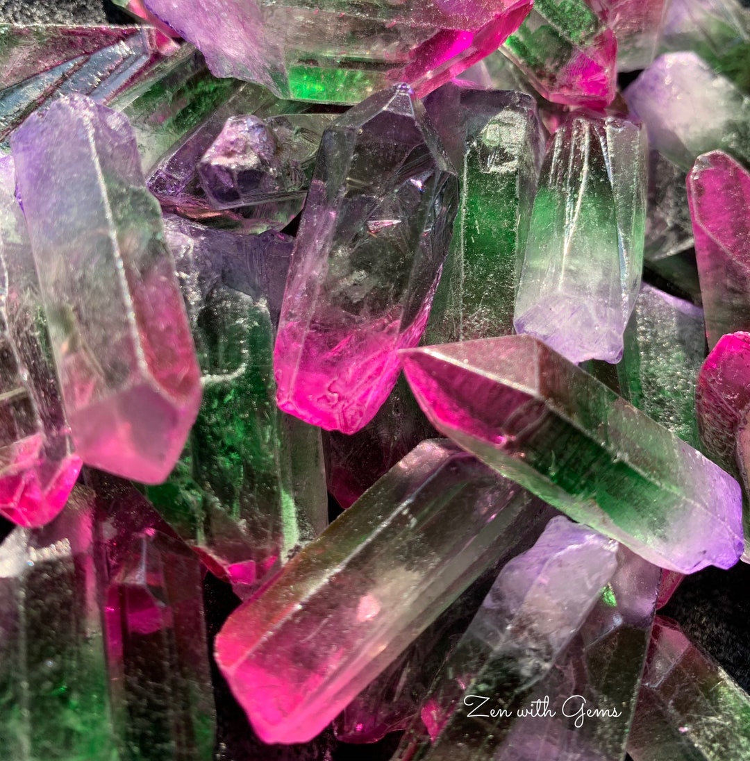 Watermelon Aura Quartz, Aura Quartz, Crystal Grid, Chakra, Reiki, Use ...