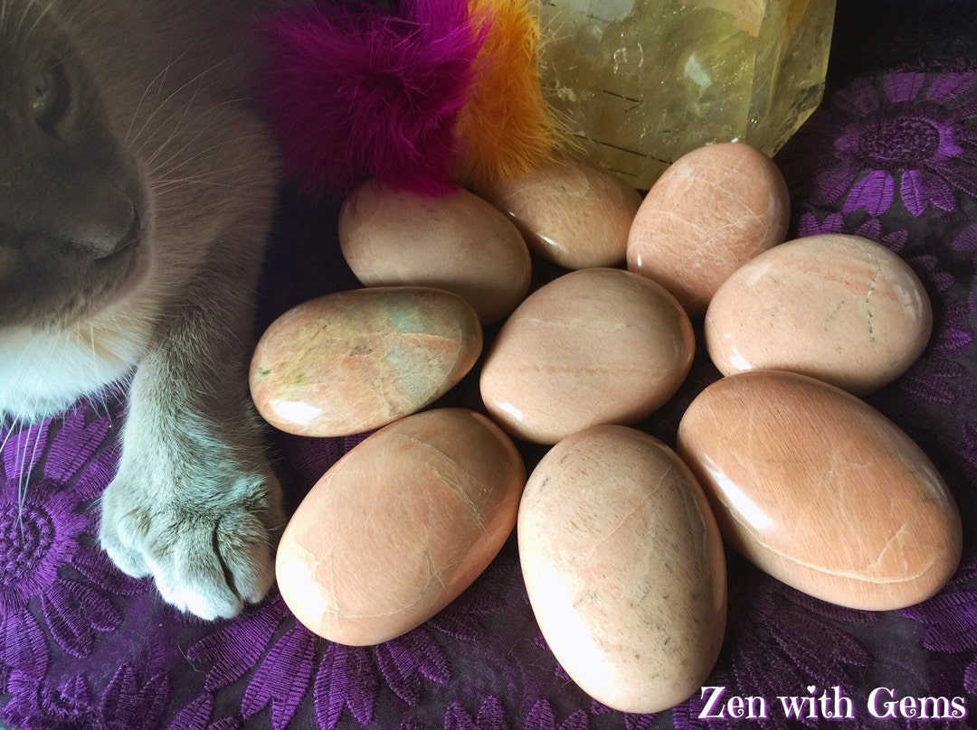 Peach Moonstone Palm Stone, Large, Chakra, Reiki, Pagan Altar, Magic ...