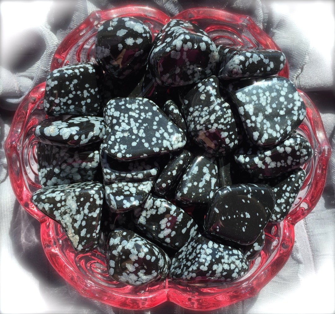 Snowflake Obsidian, Tumbled Snowflake Obsidian, Crystal Grid, Chakra ...