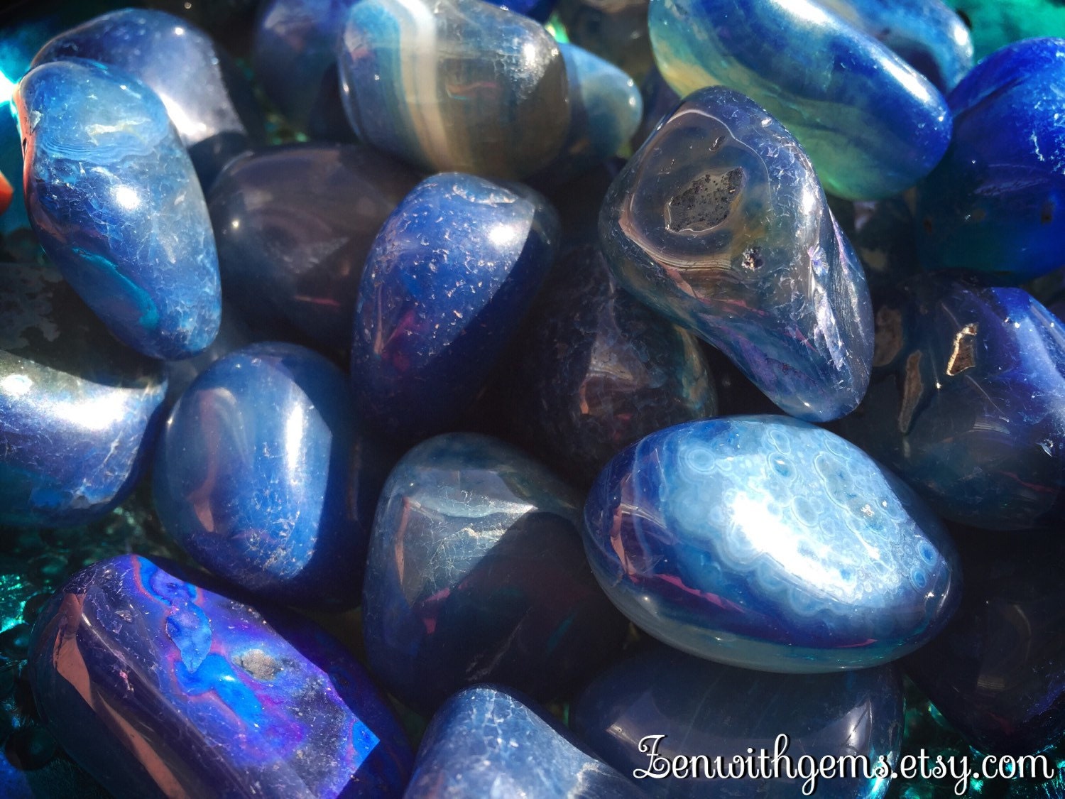 Indigo Blue Agate, Large, Tumbled Blue Agate, Magic, Spells, Crystal ...
