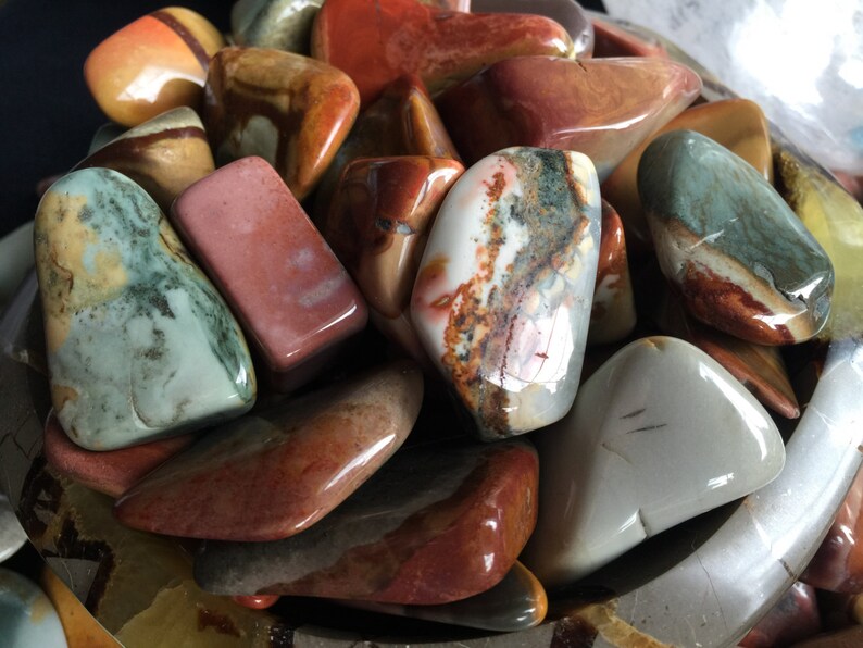 Tumbled Polychrome Jasper, Chakra, Reiki, Crystal Grid, Pagan Altar ...
