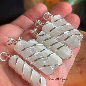Selenite Pendant, Selenite Necklace, Pendulum, Sacred Adornment ...