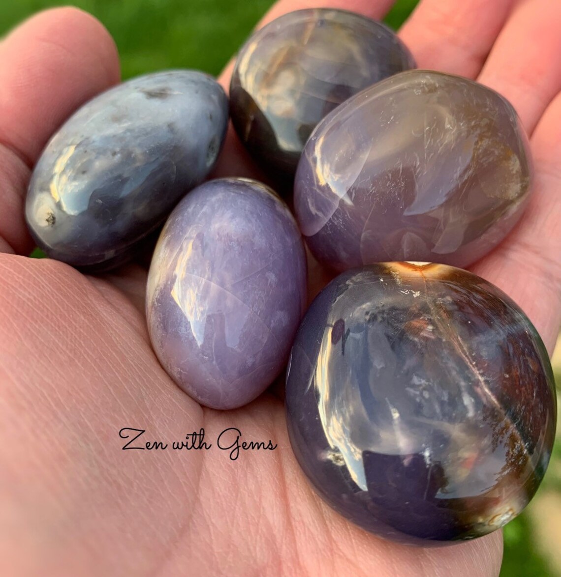 Violet Agate, Natural Violet Agate, Tumbled Agate, Chakra, Crystal Grid ...