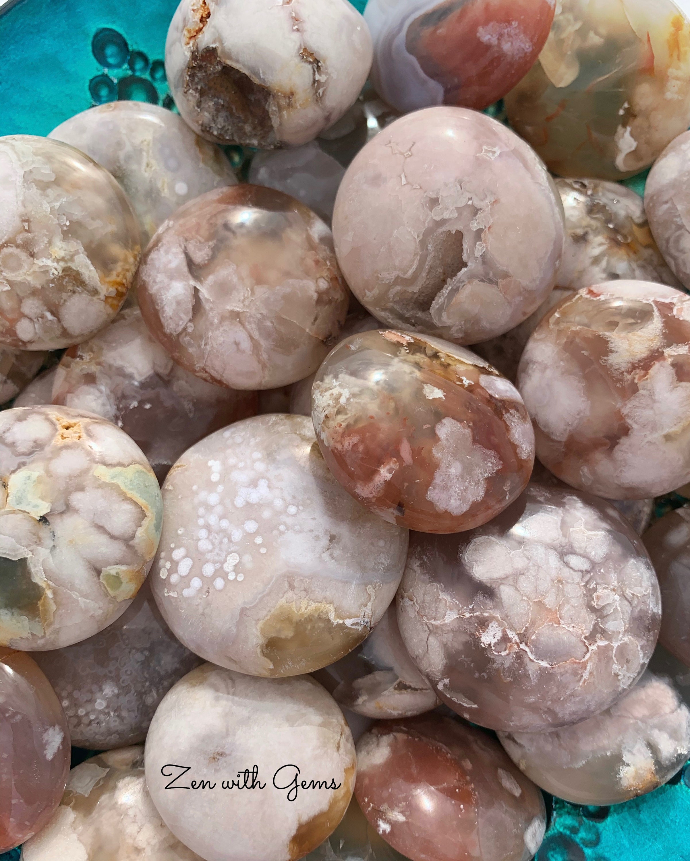 Flower Agate, Tumbled Flower Agate, Chakra, Crystal Grid, Pagan Altar ...