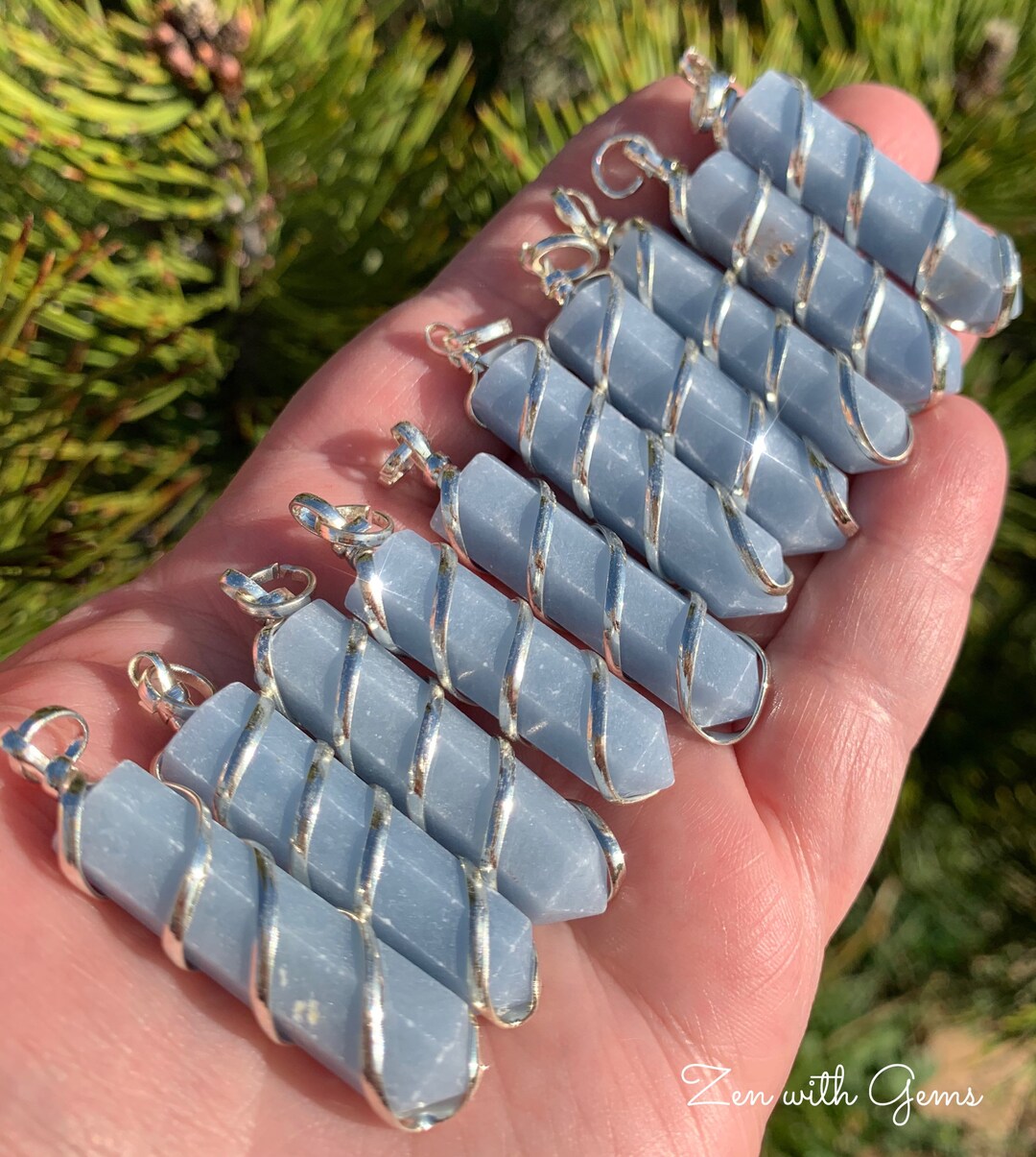 Angelite Pendant, Angelite Necklace, Pendulum, Sacred Adornment ...