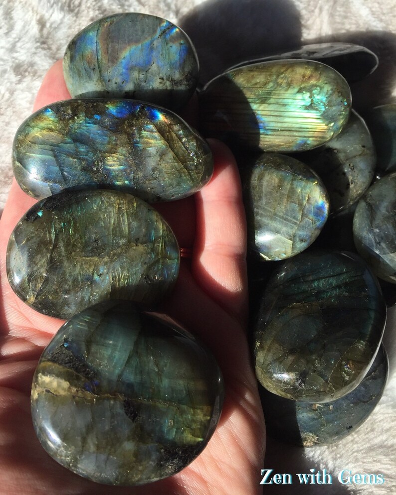 Large Labradorite Palm Stone, Premium Quality Labradorite, Tumbled ...