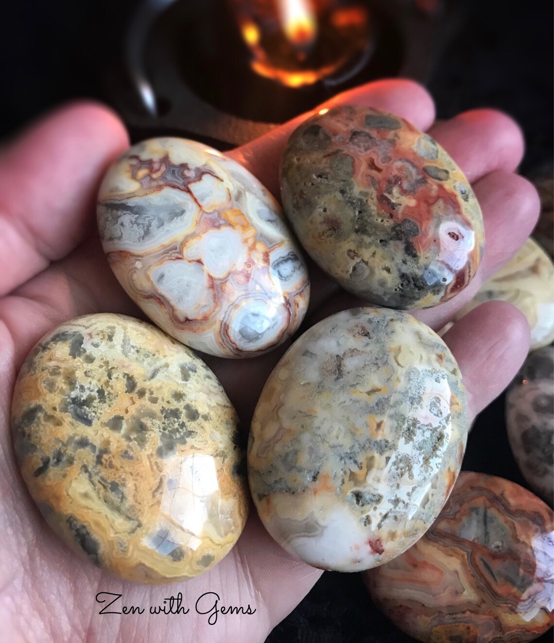 Crazy Lace Agate Palm Stone, Premium Quality, Crystal Grid, Chakra ...