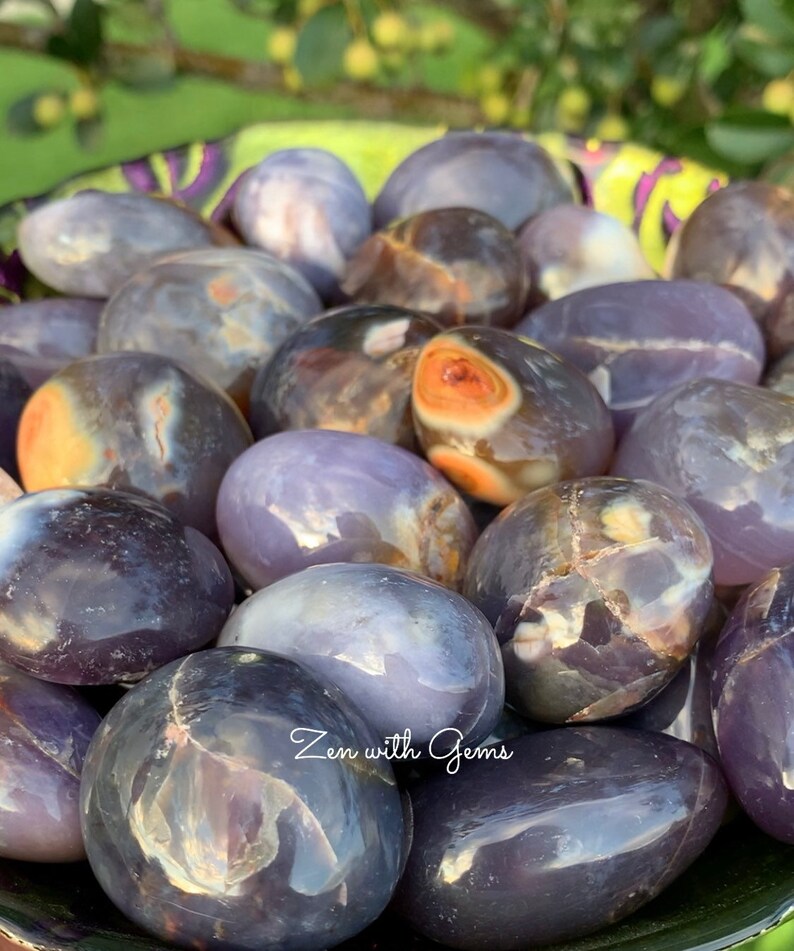 Violet Agate, Natural Violet Agate, Tumbled Agate, Chakra, Crystal Grid ...