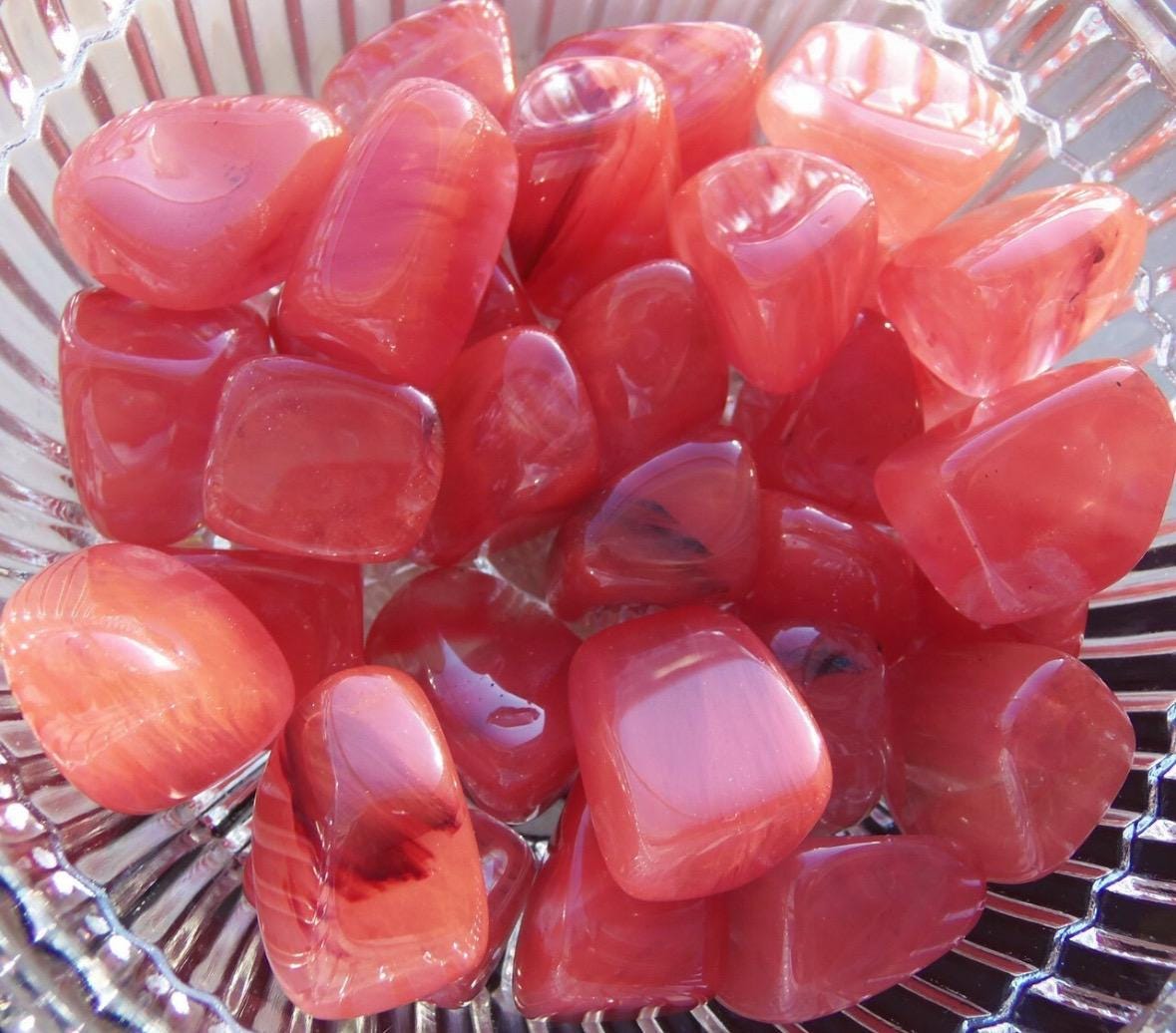 Tumbled Cherry Quartz, Crystal Grid, Chakra, Reiki, Yule, Christmas ...