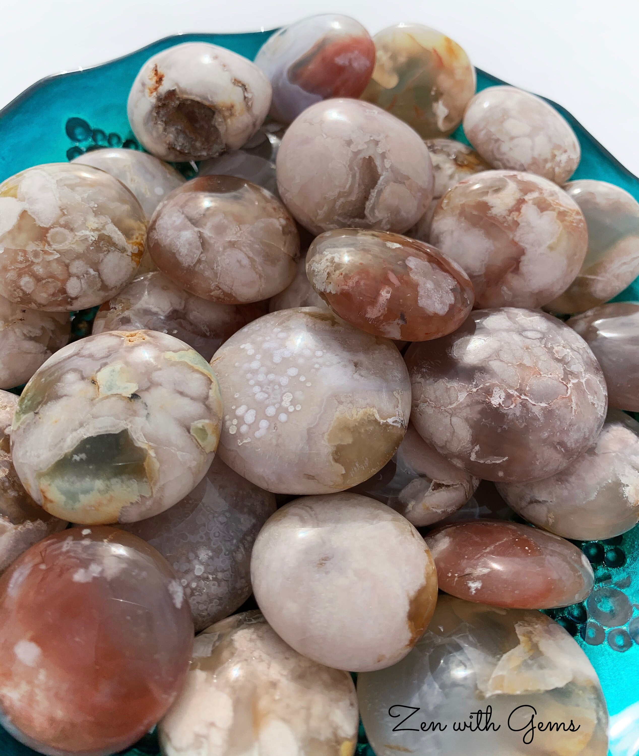 Flower Agate, Tumbled Flower Agate, Chakra, Crystal Grid, Pagan Altar ...