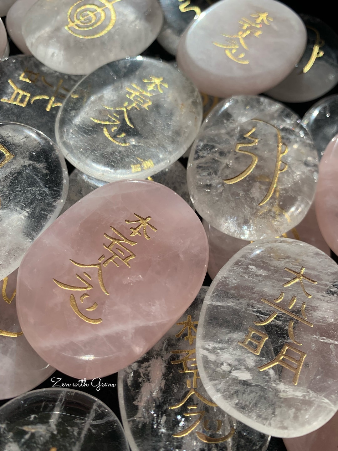 Reiki Symbol Crystal Set, Quartz Reiki Set, Rose Quartz Reiki Set ...
