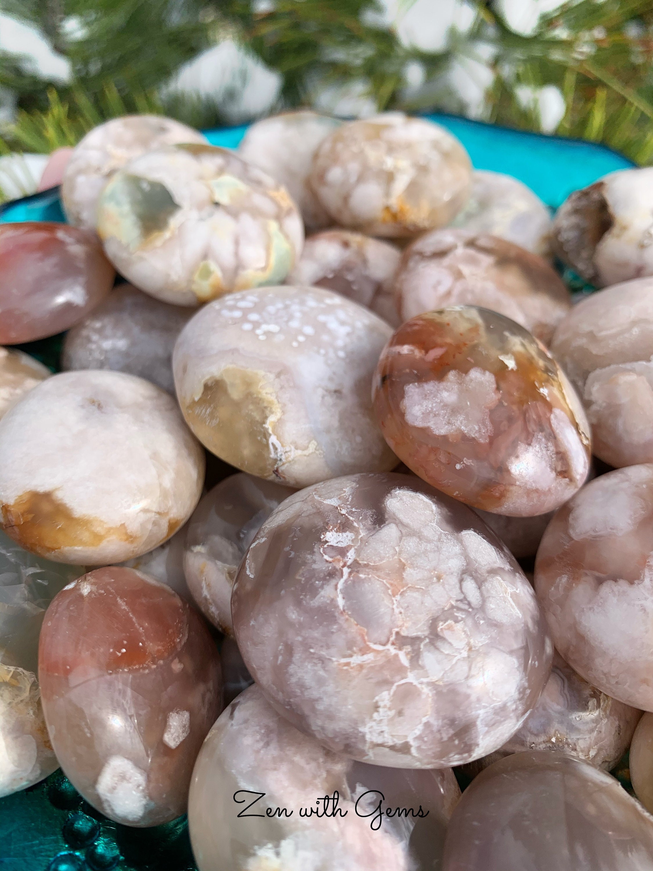 Flower Agate, Tumbled Flower Agate, Chakra, Crystal Grid, Pagan Altar ...