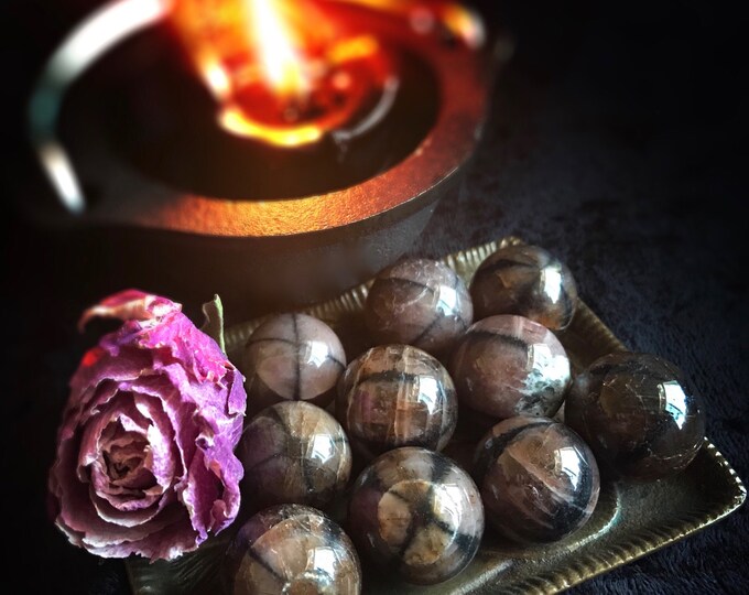 Chiastolite Sphere Cross Stone Crystal Grid Pagan Altar | Etsy