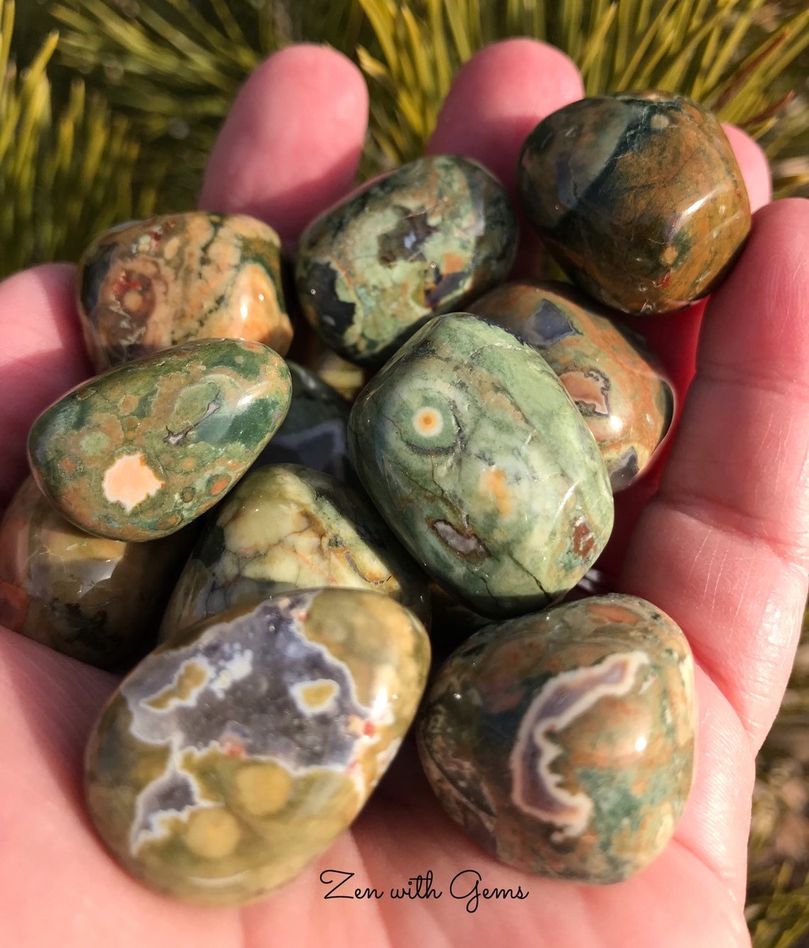 Tumbled Rainforest Jasper, Rhyolite, Crystal Grid, Chakra, Reiki ...