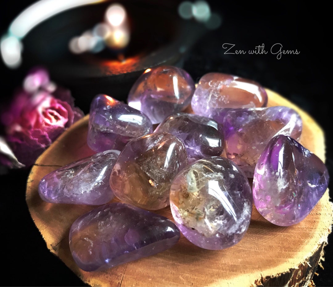 Ametrine, Tumbled Ametrine, Crystal Grid, Chakra, Reiki, Pagan Altar, Magic, Spell, Ritual ...