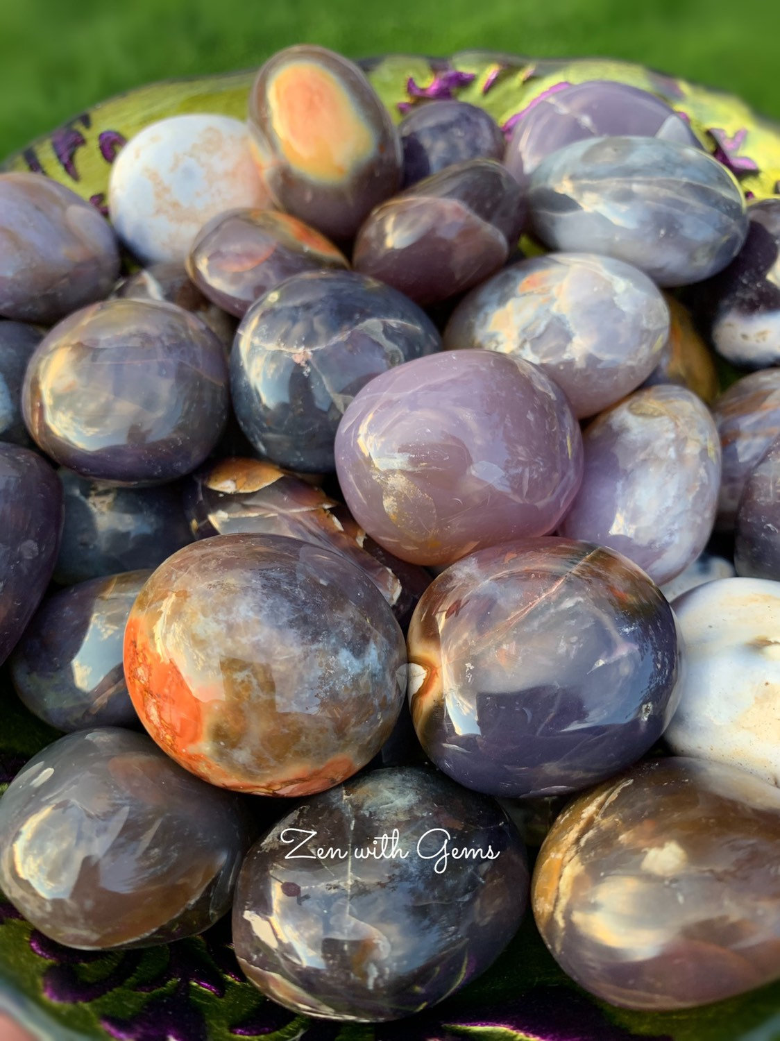 Violet Agate Natural Violet Agate Tumbled Agate Chakra | Etsy