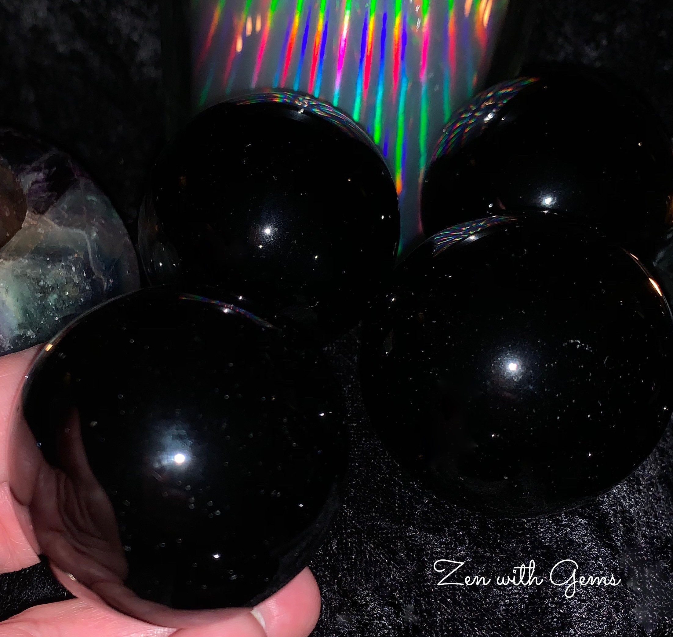 Obsidian Sphere, Black Obsidian Sphere, Crystal Grid, Pagan Altar ...