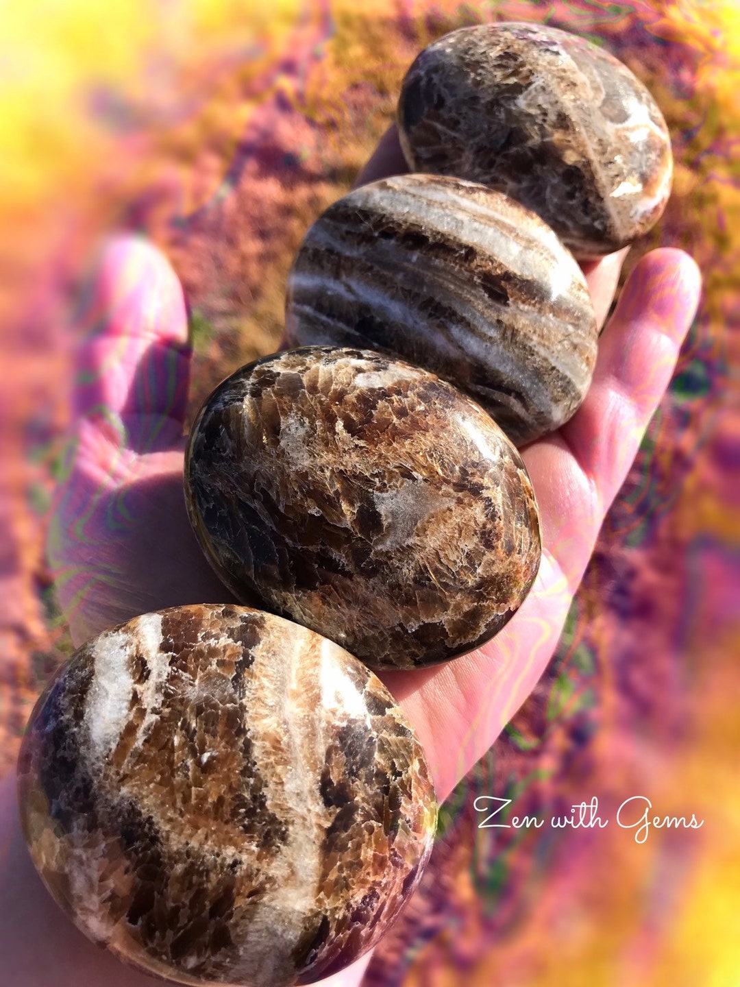 Brown Calcite Palm Stone, Large, Banded Calcite, Pagan Altar, Chakra ...