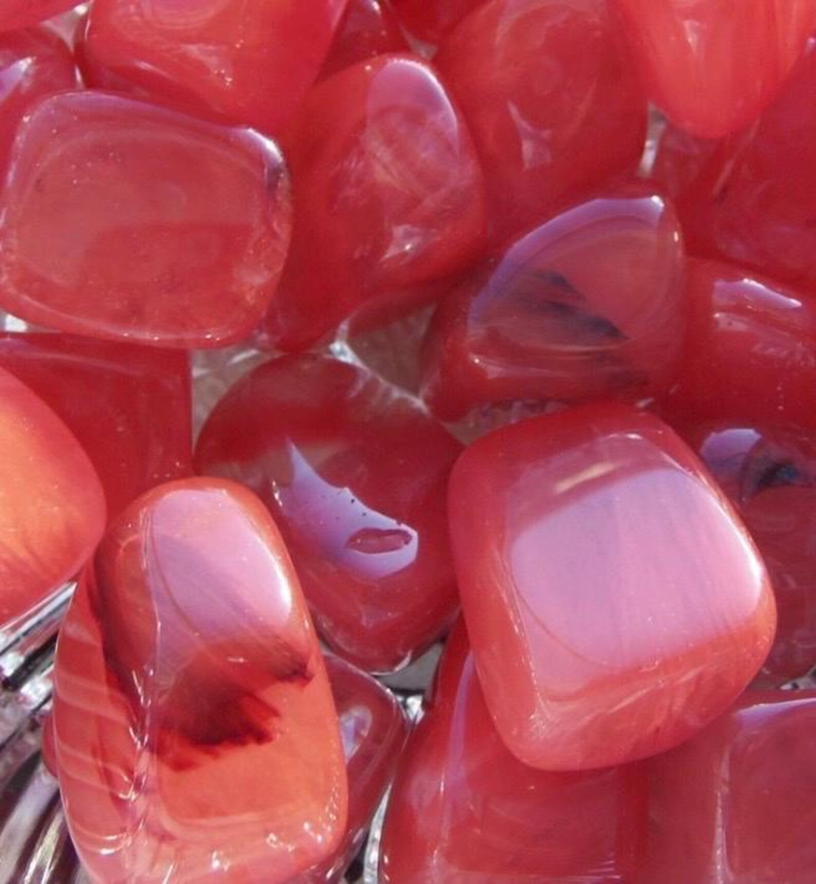 Tumbled Cherry Quartz, Crystal Grid, Chakra, Reiki, Yule, Christmas ...