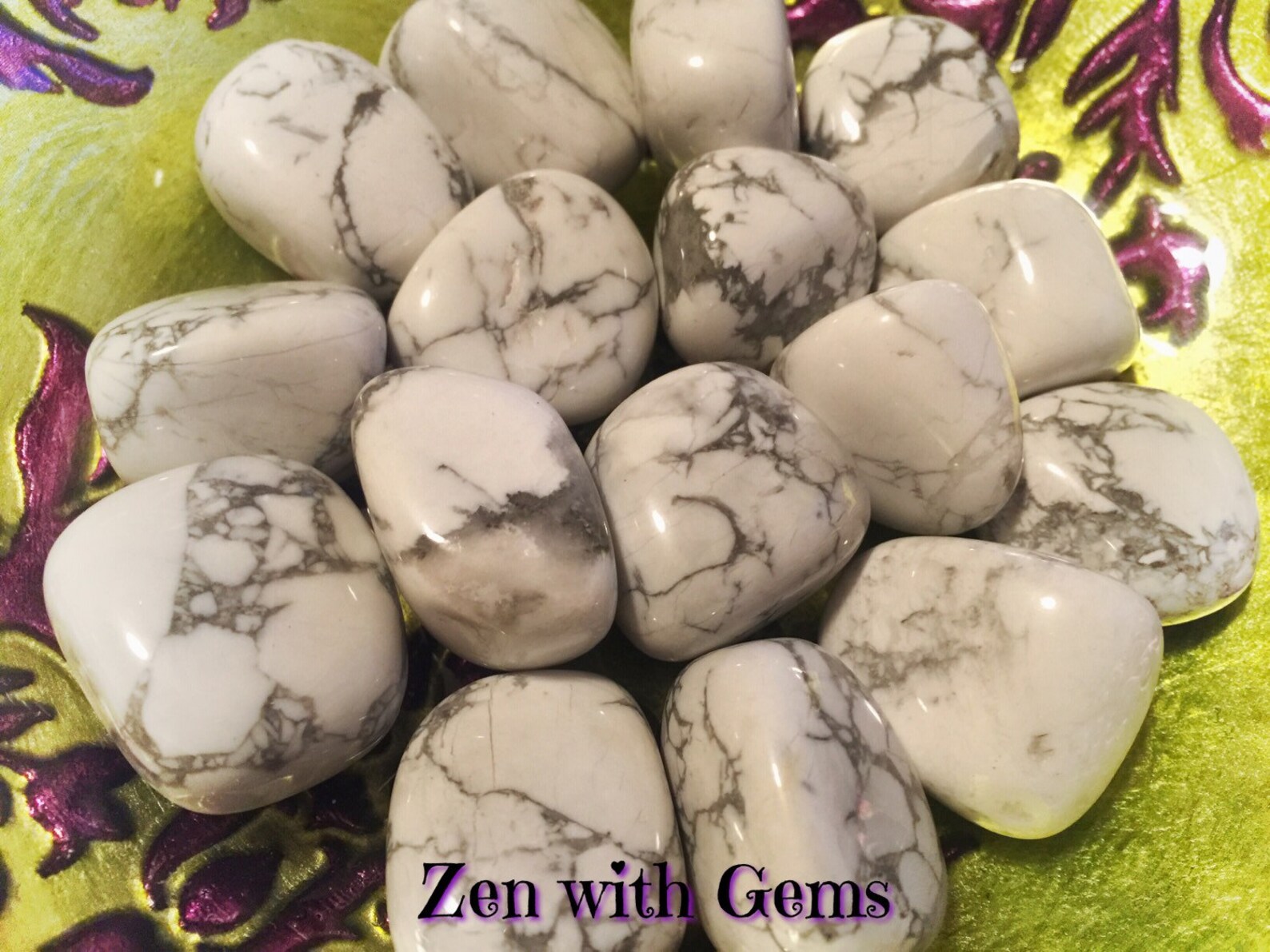 Howlite, Tumbled Howlite, FULL Moon Charged, Crystal Grid, Pagan Altar ...
