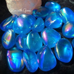 Blue Aura Quartz, Blue Tumbled Aura Quartz, Tumbled Aura Quartz ...