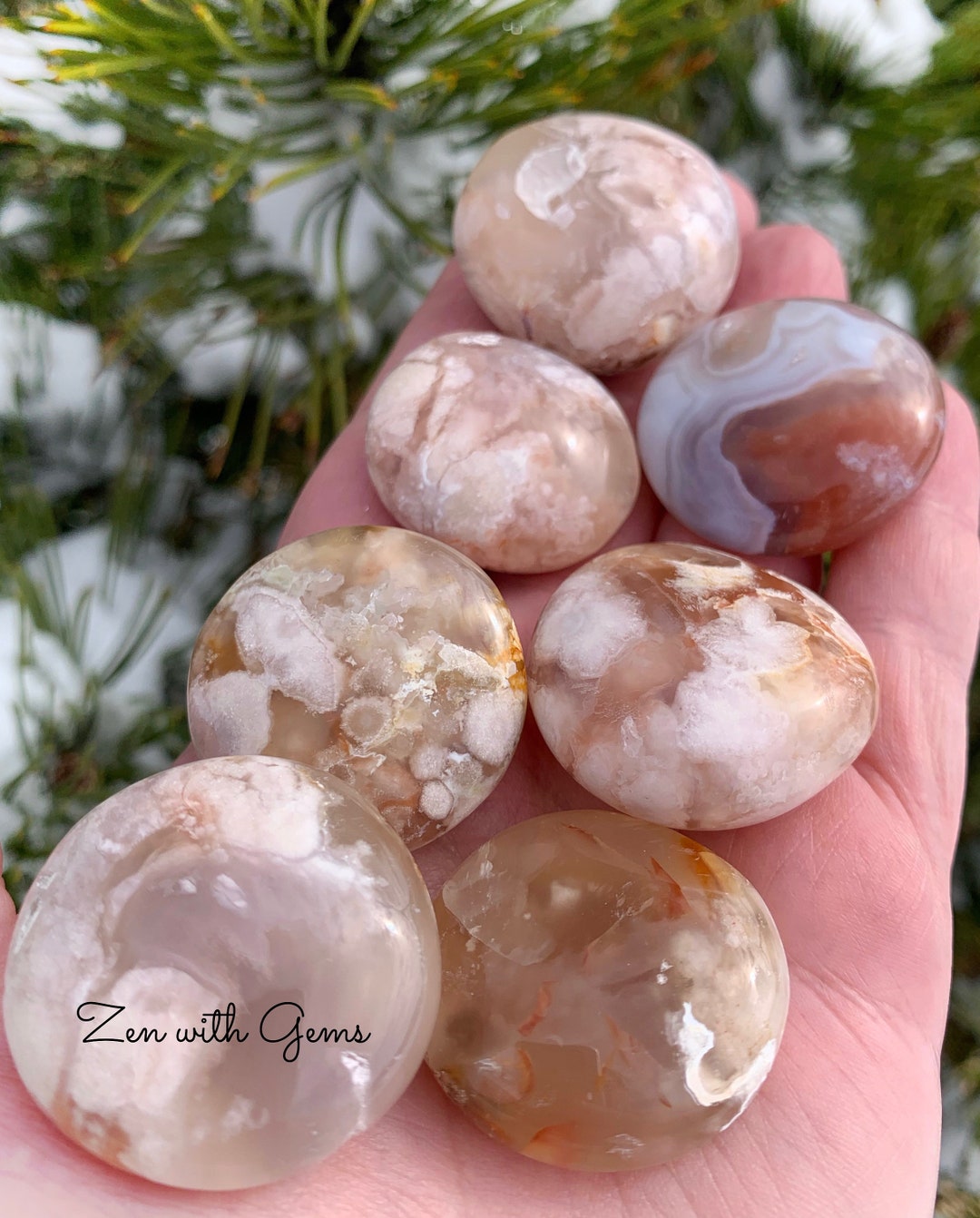 Flower Agate, Tumbled Flower Agate, Chakra, Crystal Grid, Pagan Altar ...