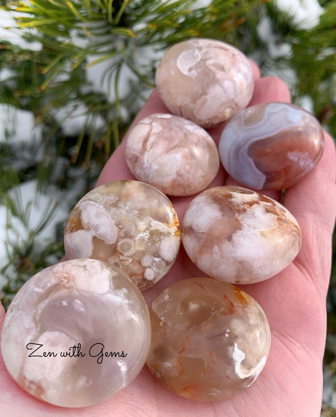 Flower Agate, Tumbled Flower Agate, Chakra, Crystal Grid, Pagan Altar ...