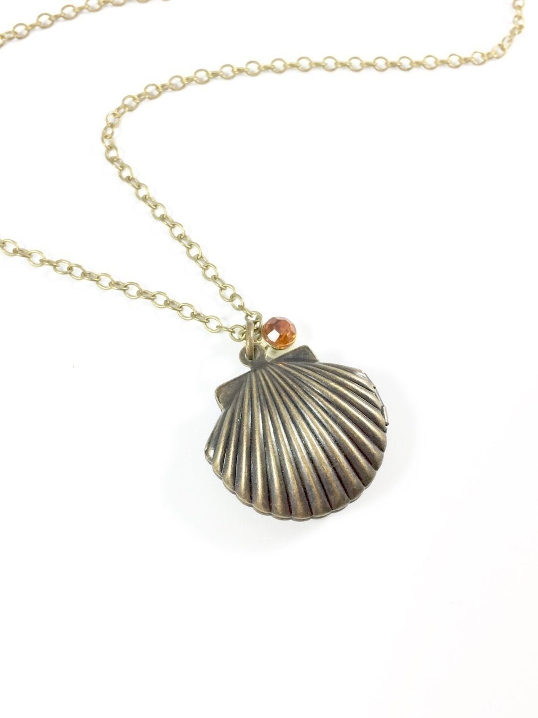 Seashell Necklace, Shell Locket Necklace With Birthstone, Shell Pendant ...