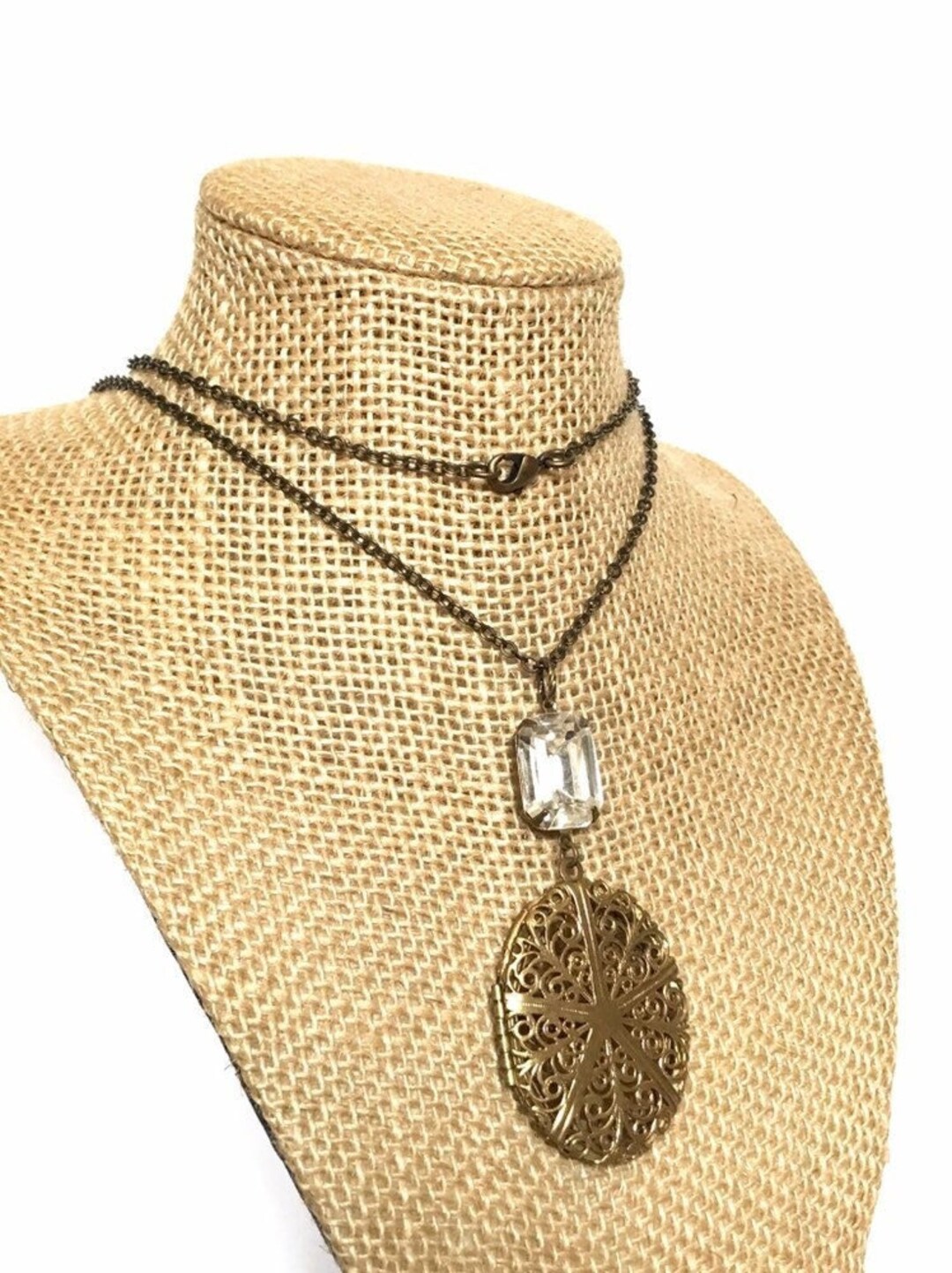 Women Locket Necklace Crystal Locket Necklace Large Locket - Etsy