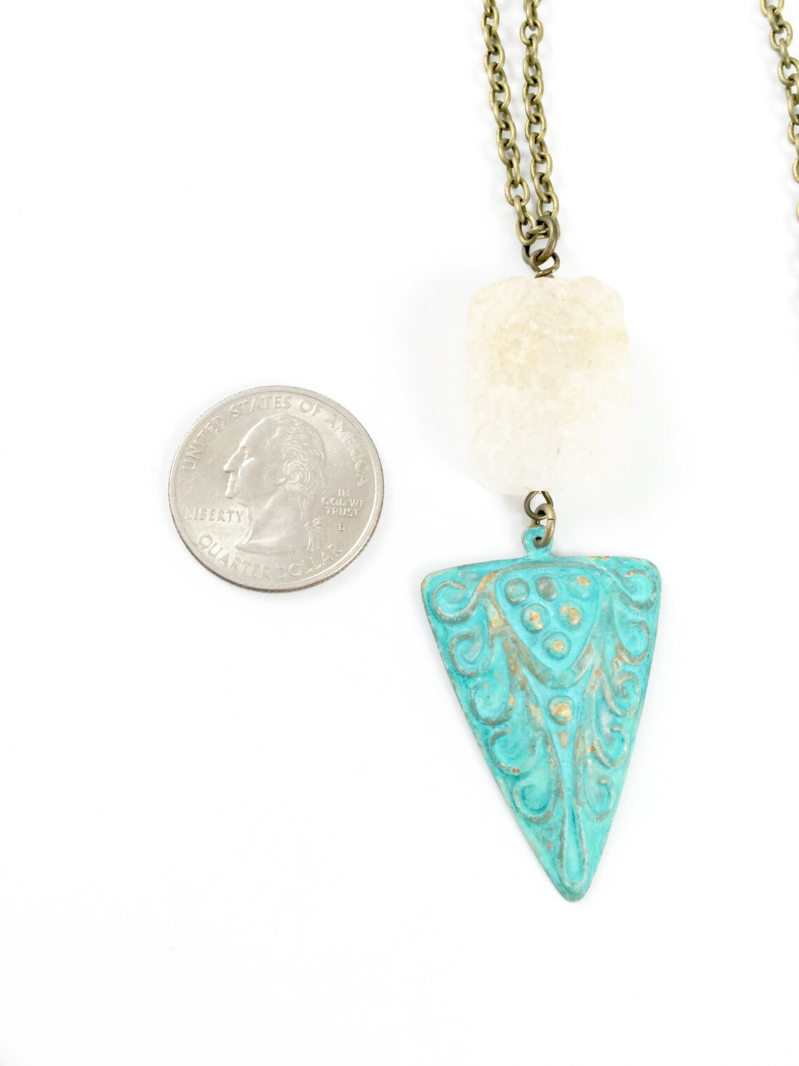 Long Triangle Necklace Stone Triangle Necklace Turquoise | Etsy