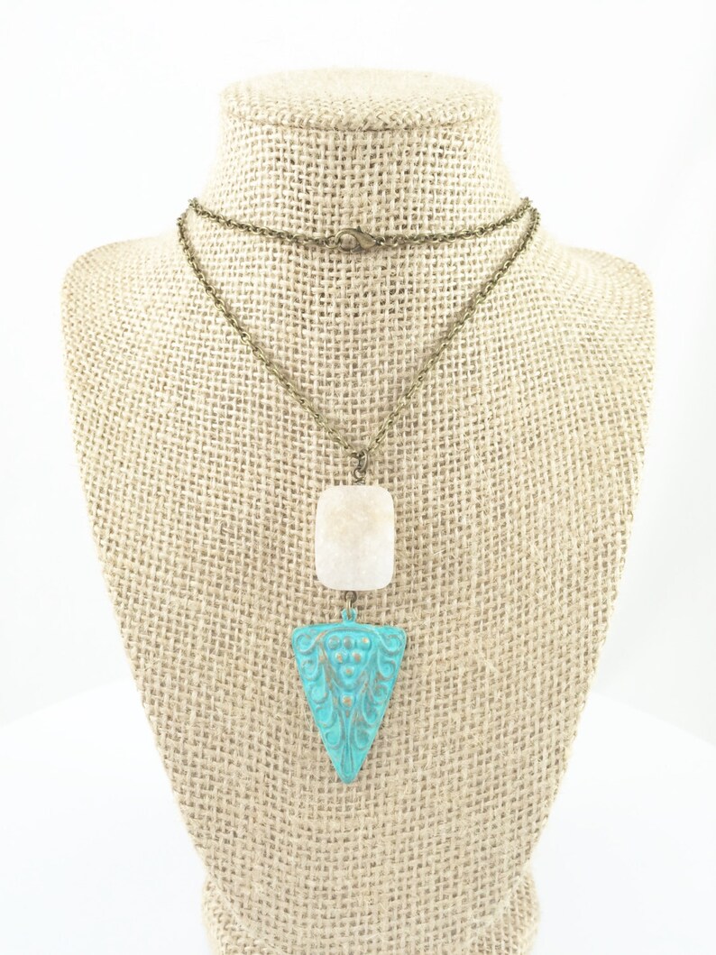 Long Triangle Necklace Stone Triangle Necklace Turquoise | Etsy