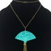 Turquoise Fan Necklace: Polymer Clay Tassel Pendant, Boho Jewelry - Etsy