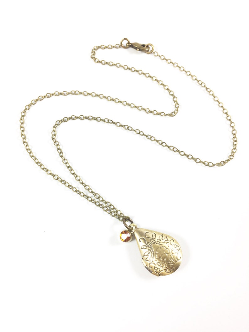 Teardrop Necklace Flower Locket Necklace Photo Locket - Etsy