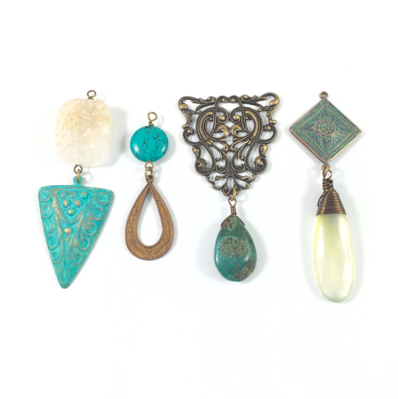 Long Triangle Necklace Stone Triangle Necklace Turquoise | Etsy