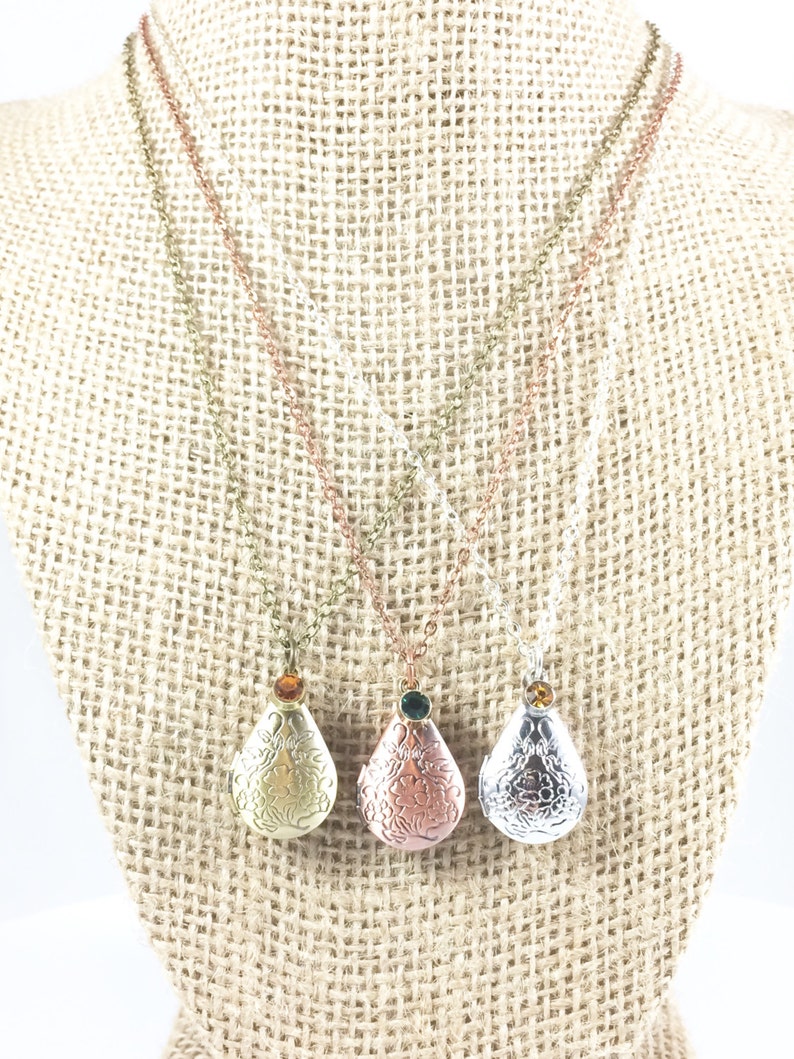 Teardrop Necklace Flower Locket Necklace Photo Locket - Etsy