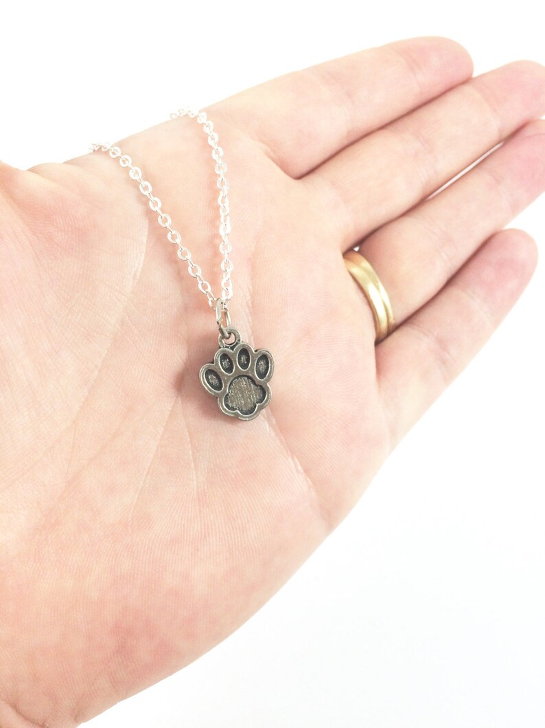 Paw Necklace Silver Paw Necklace Paw Print Necklace Paw - Etsy