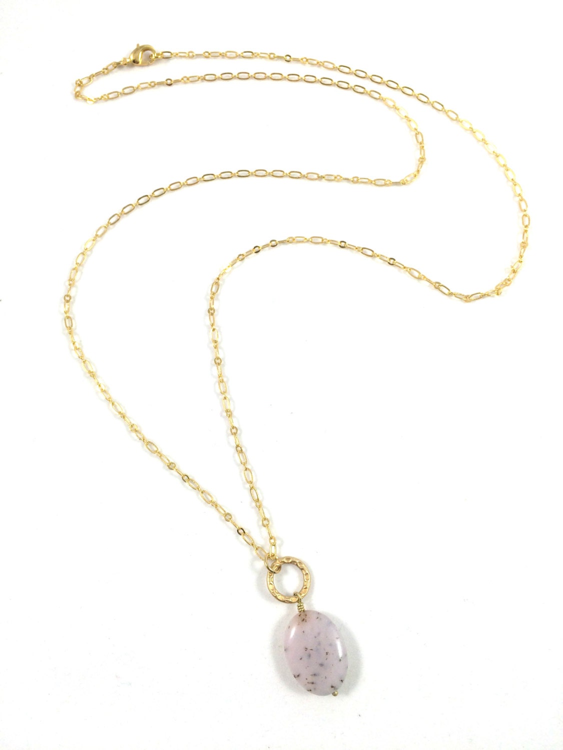 Pink Gold Necklace Pink Stone Necklace Pendant Stone | Etsy