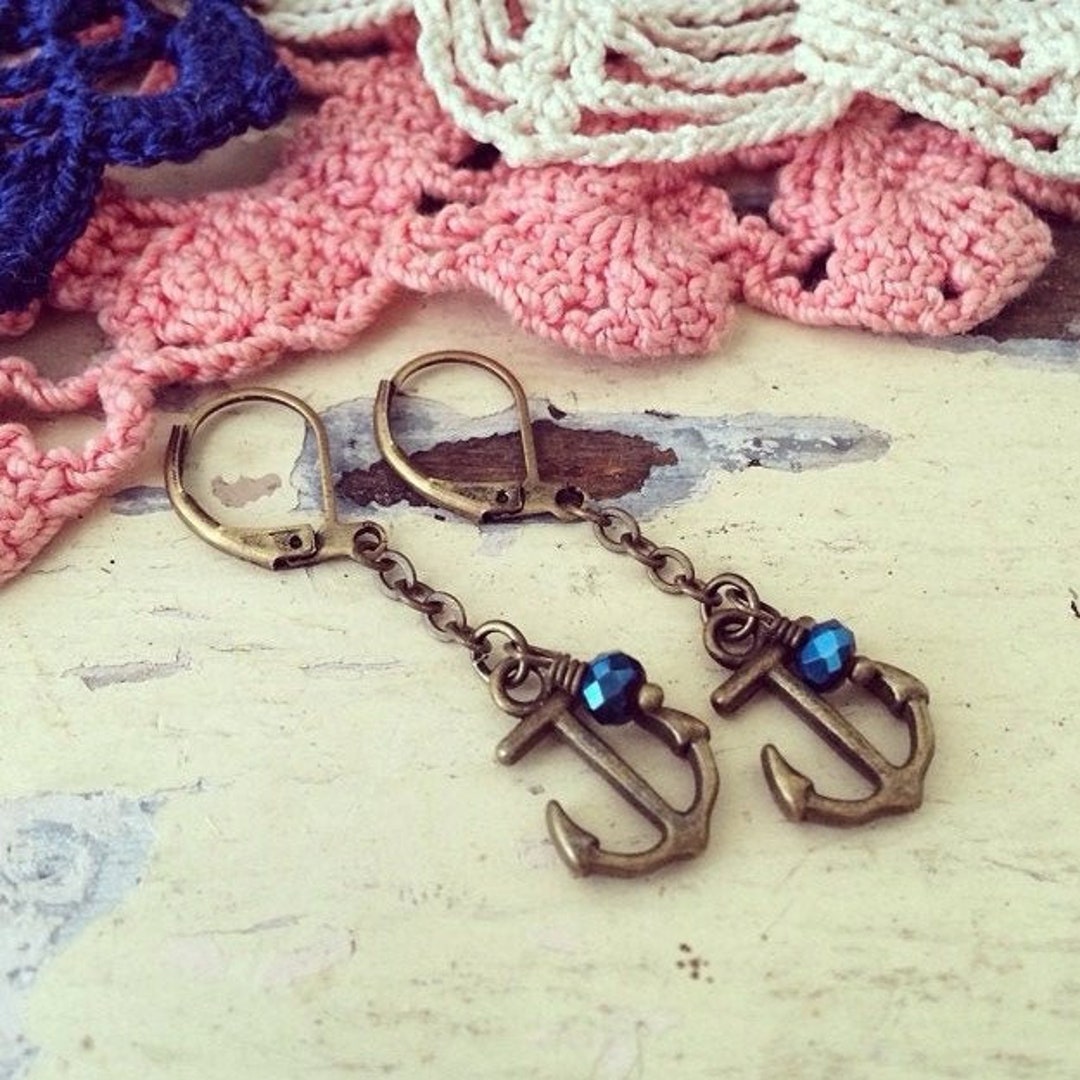 Anchor Earrings, Anchor Dangle Earrings, Anchor Charm Earrings ...