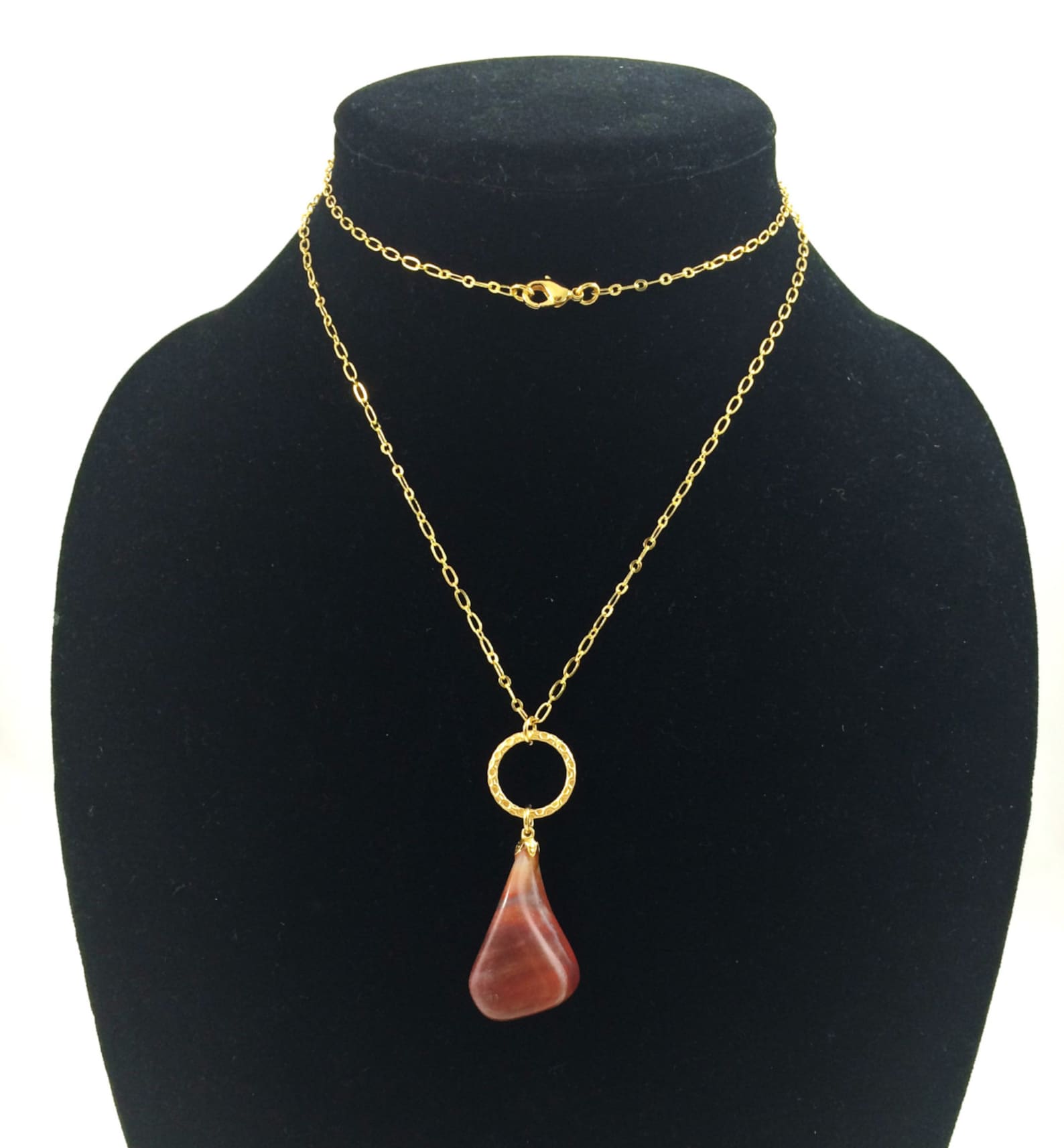 Red Pendant Necklace Red Stone Necklace Long Red Necklace | Etsy