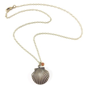 Seashell Necklace, Shell Locket Necklace With Birthstone, Shell Pendant ...