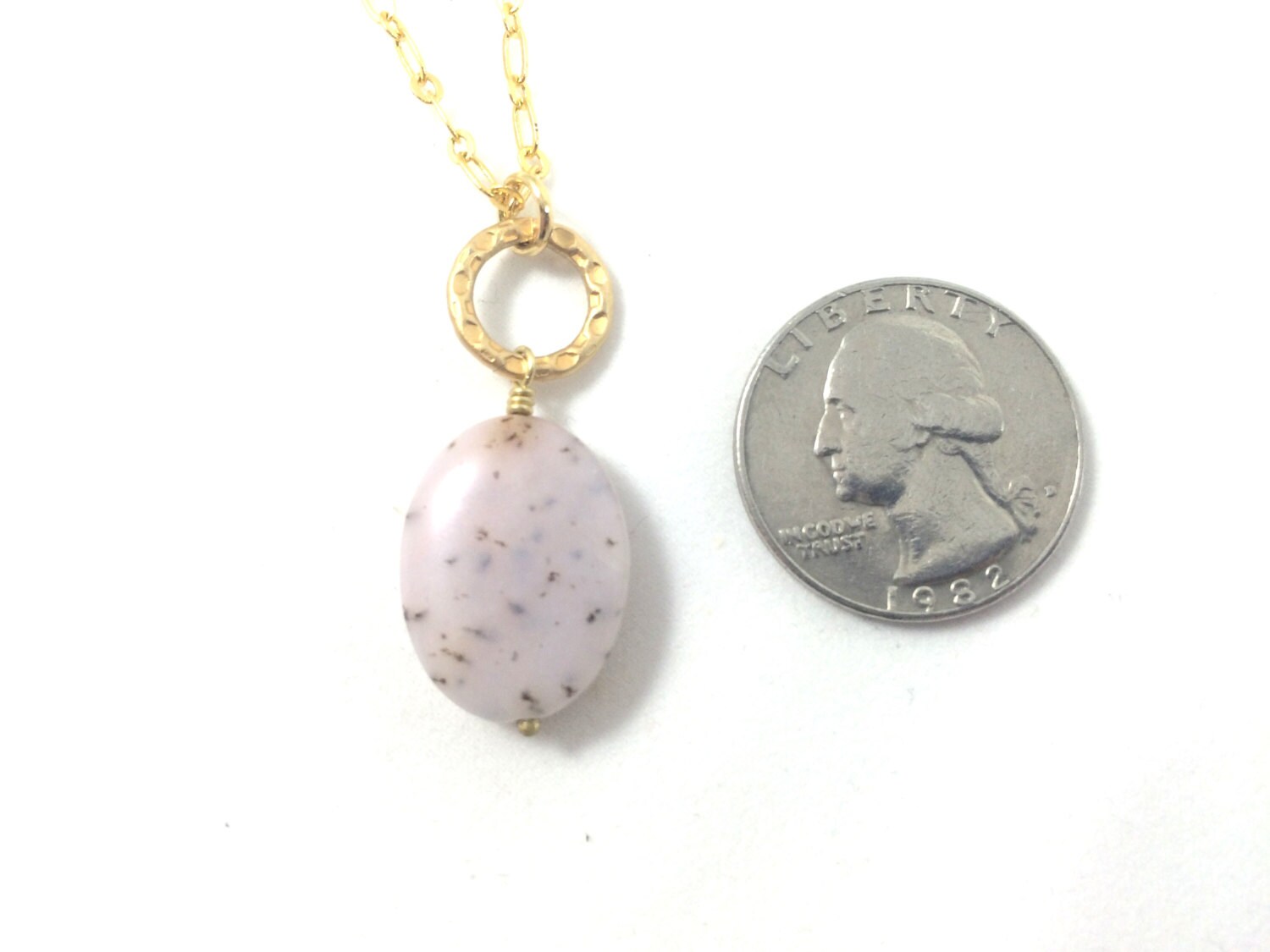 Pink Gold Necklace Pink Stone Necklace Pendant Stone | Etsy