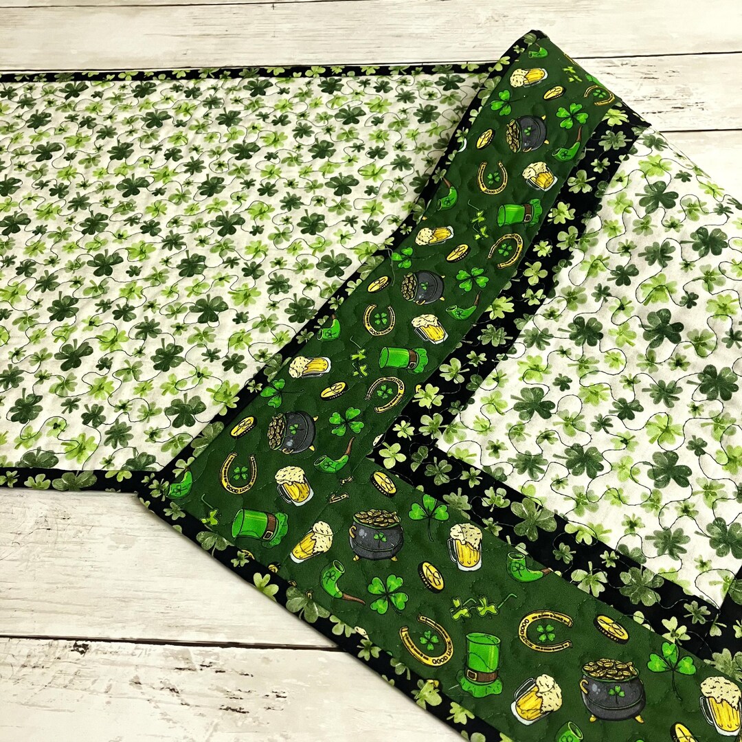 St. Patrick's Day Table Runner, Quilted Dining Table Centerpiece ...