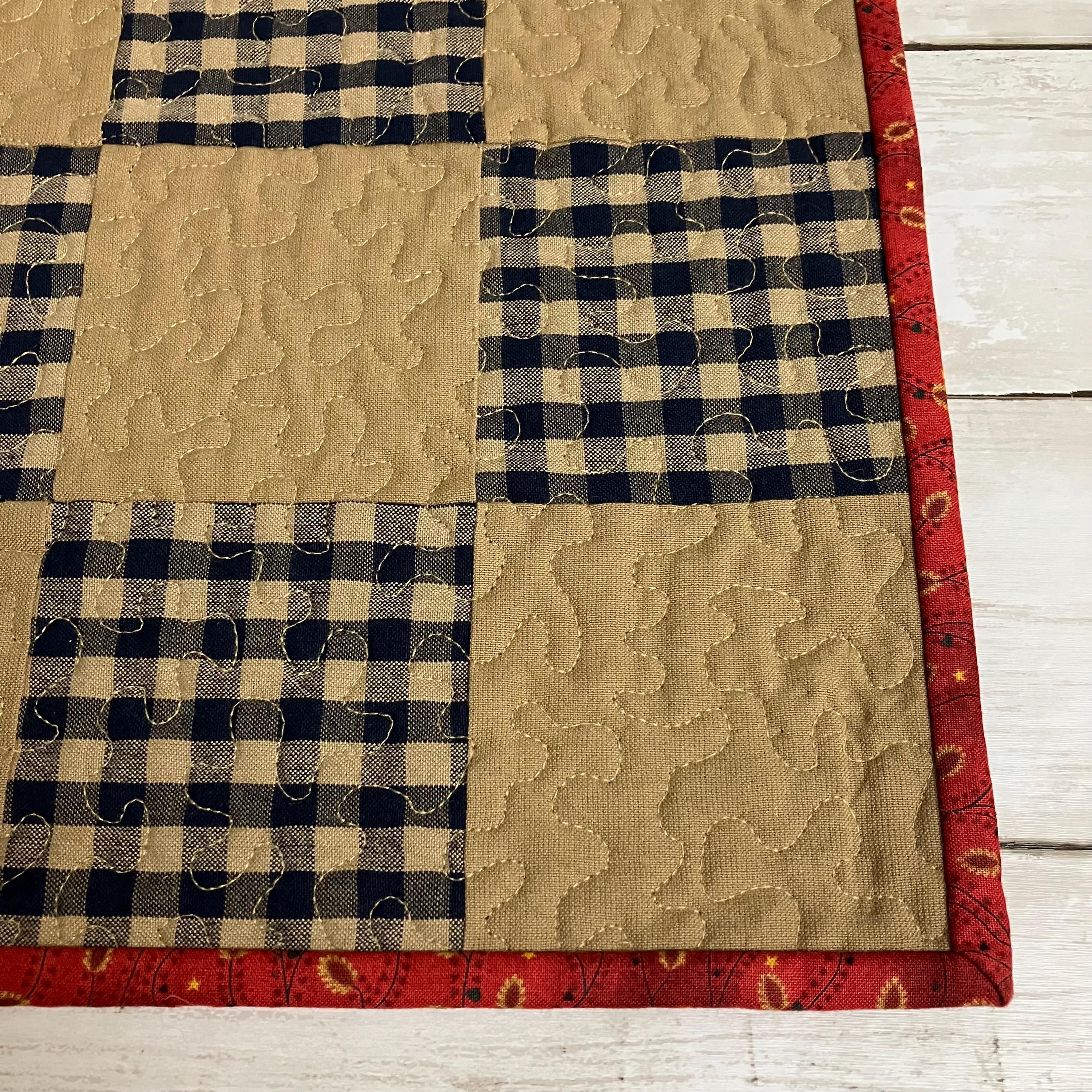 Quilted Table Toppers, Homespun Table Decor, 9 Patch Quilt, Quilted ...