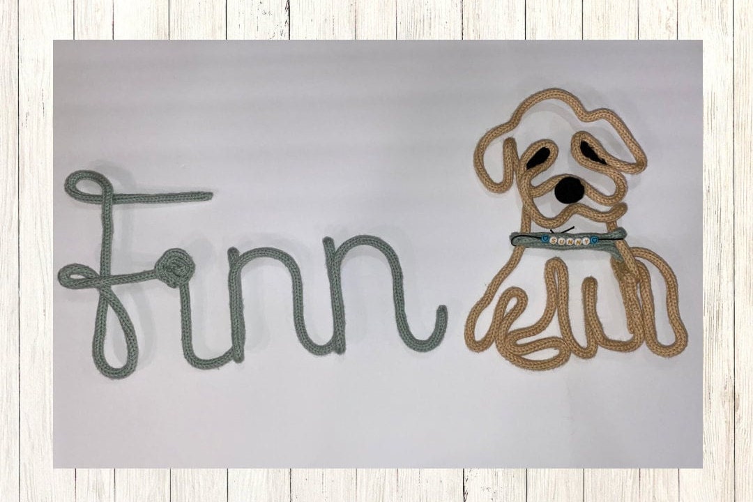 Custom Word Signs, Knitted Wire Art, Knit Signs, Name Decor, Playroom ...
