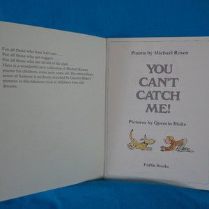 Vintage 1982 You Can't Catch Me! Book of Poems by Michael Rosen - Etsy