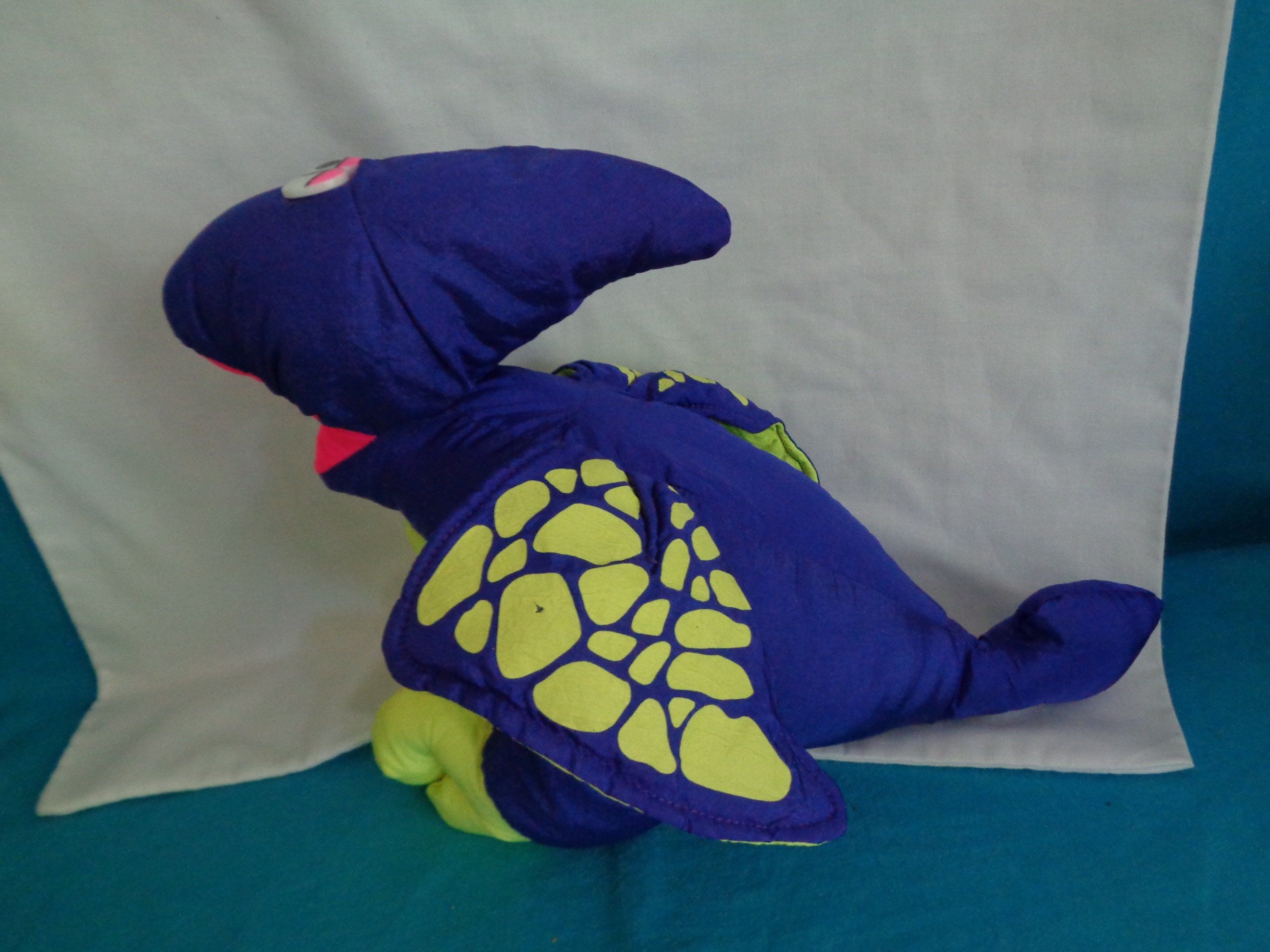 Vintage 1992 Puffalump Dino Roar Pterodactyl Dinosaur Purple Neon Lime ...