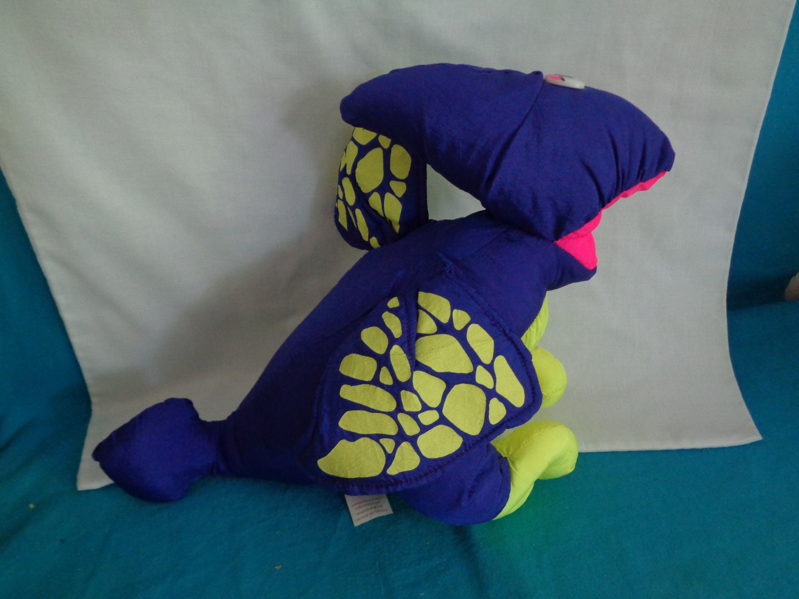 Vintage 1992 Puffalump Dino Roar Pterodactyl Dinosaur Purple Neon Lime ...