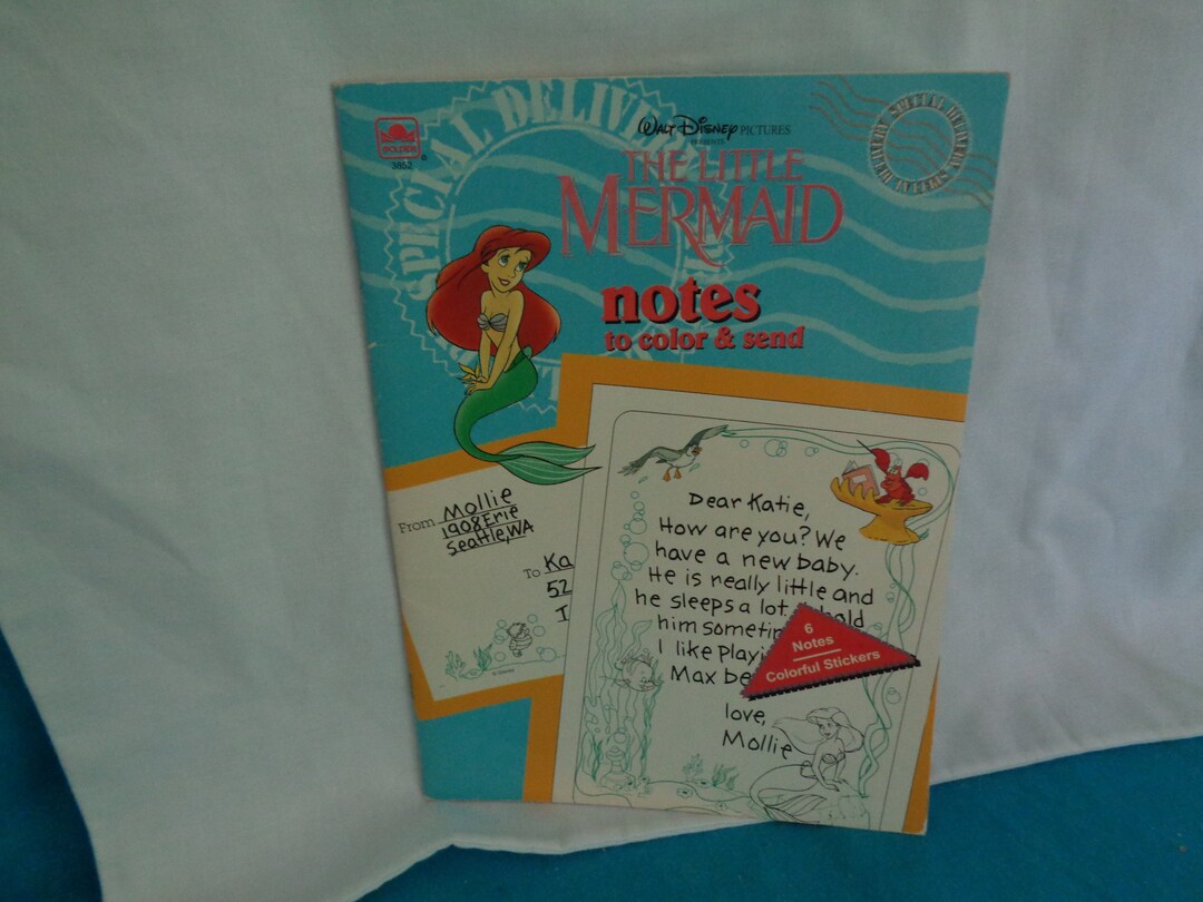 1992 Disney the Little Mermaid Notes to Color & Send - Unused - Etsy